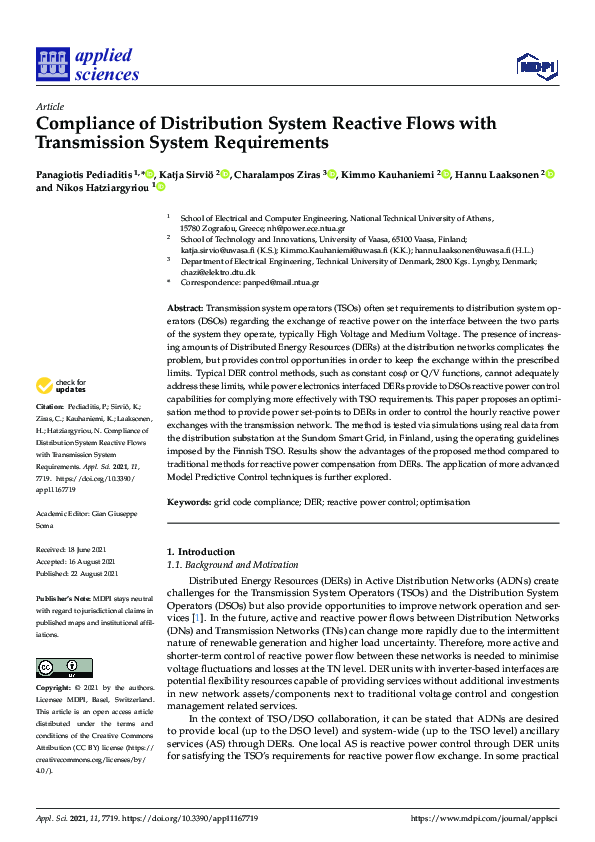(PDF) Compliance of Distribution System Reactive Flows with Transmission System Requirements