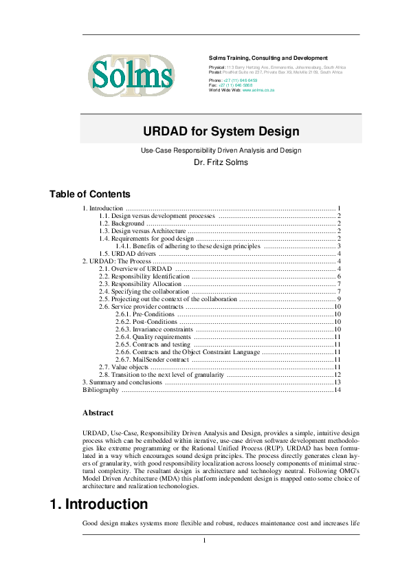(PDF) URDAD for System Design