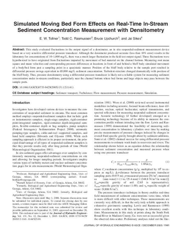 (PDF) Simulated Moving Bed Form Effects on Real-Time In-Stream Sediment ...