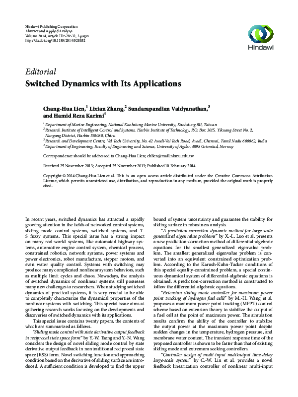 (PDF) Switched Dynamics with Its Applications
