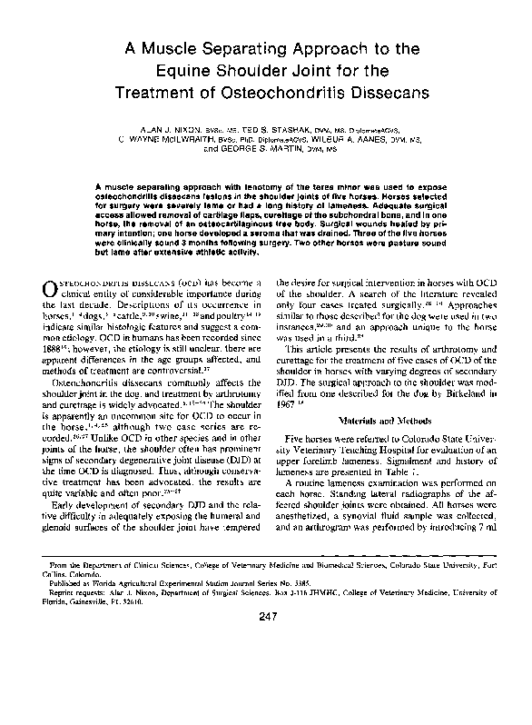 (PDF) A Muscle Separating Approach to the Equine Shoulder Joint for the ...
