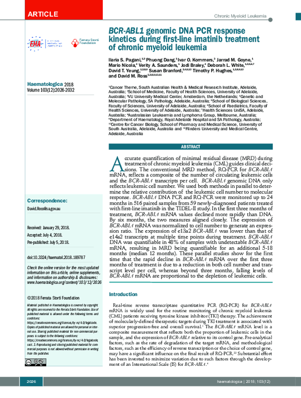 (PDF) BCR-ABL1 DNA PCR Dynamics in Imatinib Treatment for CML