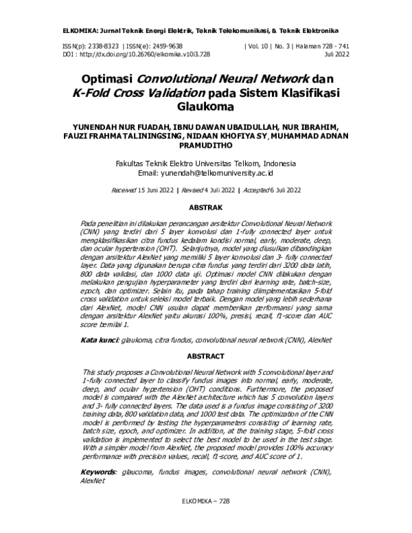 (PDF) Optimasi Convolutional Neural Network dan K-Fold Cross Validation pada Sistem Klasifikasi ...