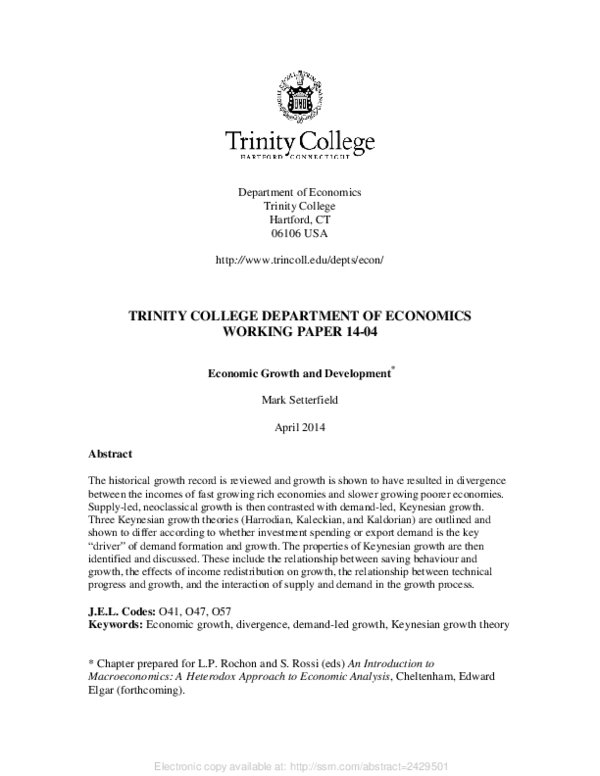 (PDF) Economic Growth and Development