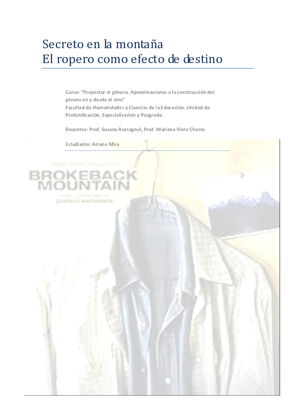 (PDF) Secreto en la montaña. El ropero como efecto de destino