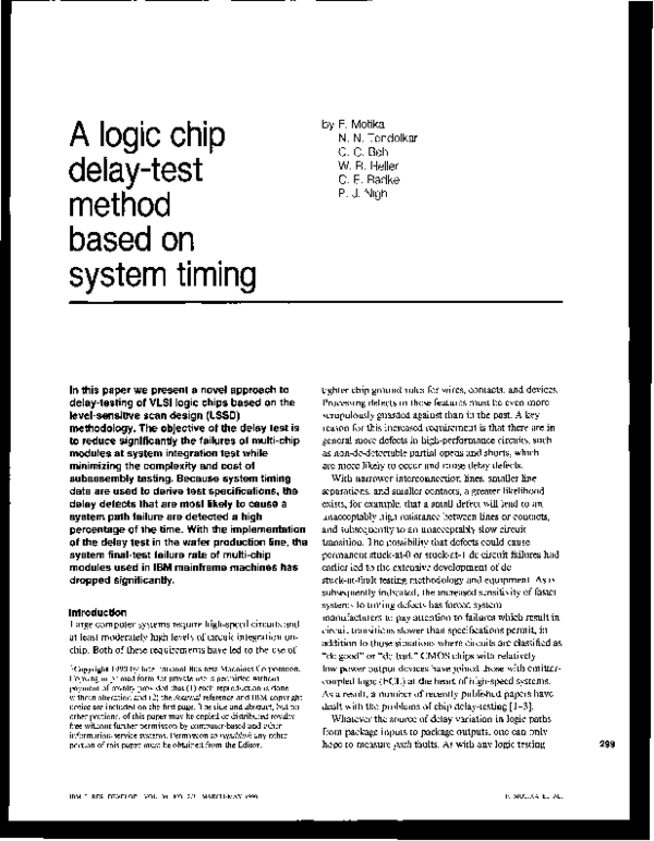 (PDF) A logic chip delay-test method based on system timing