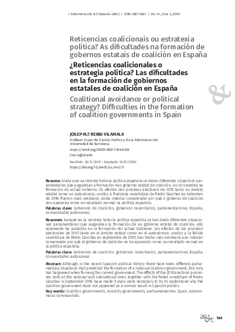 (PDF) ¿Reticencias coalicionales o estrategia política? Las ...