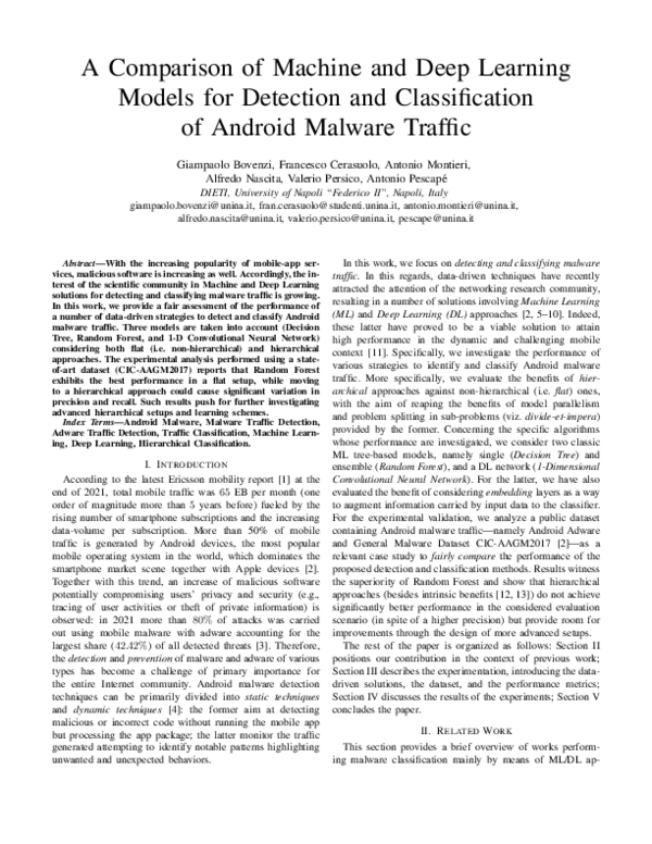 (PDF) A Comparison of Machine and Deep Learning Models for Detection ...