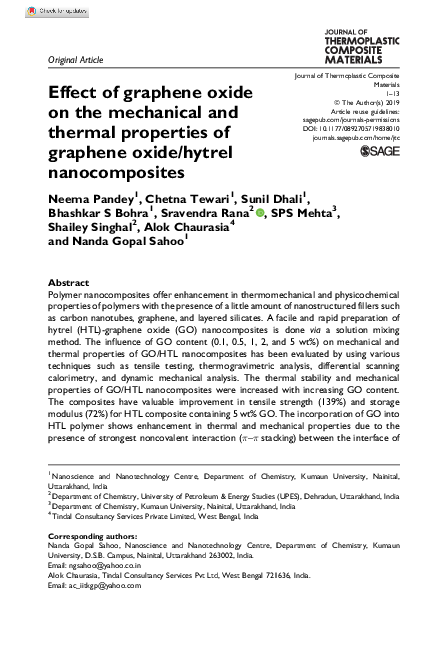 (PDF) Effect of graphene oxide on the mechanical and thermal properties ...