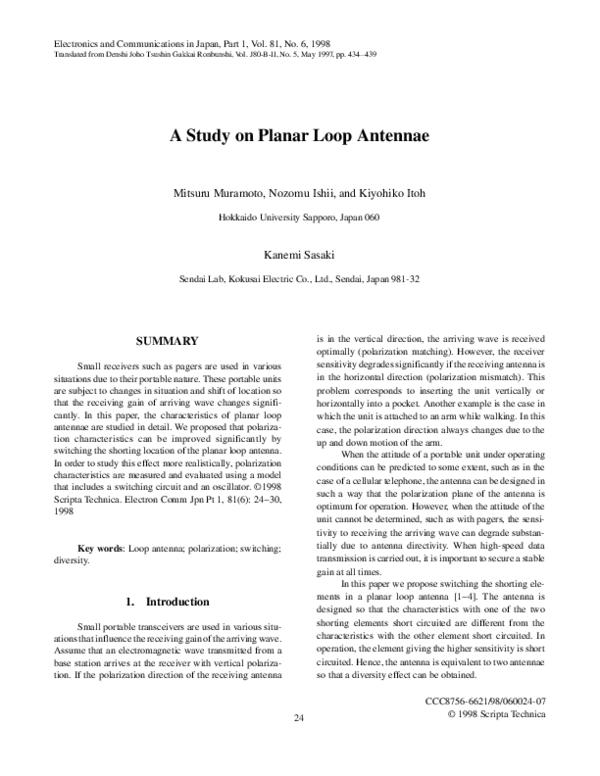 (PDF) A study on planar loop antennae