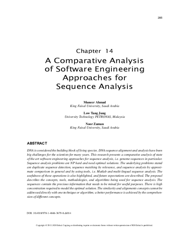 (PDF) A Comparative Analysis of Software Engineering Approaches for Sequence Analysis