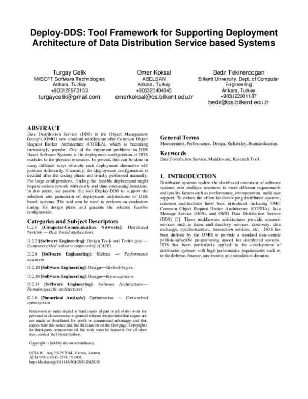 (PDF) Deploy-DDS: Optimizing DDS Deployment Configurations