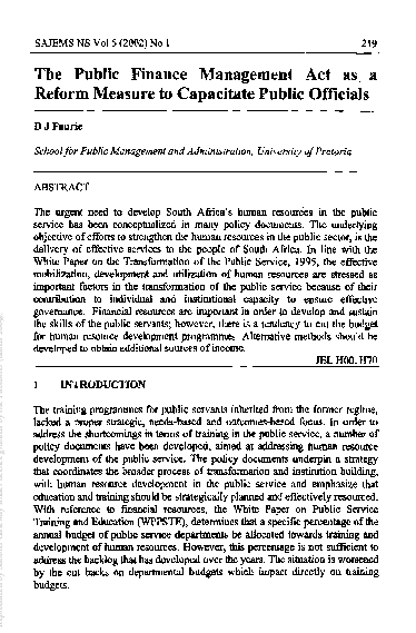 (PDF) The public finance management act as a reform measure to ...