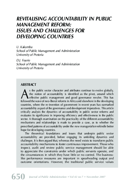 (PDF) Revitalising Accountability in Public Management Reform: Issues ...