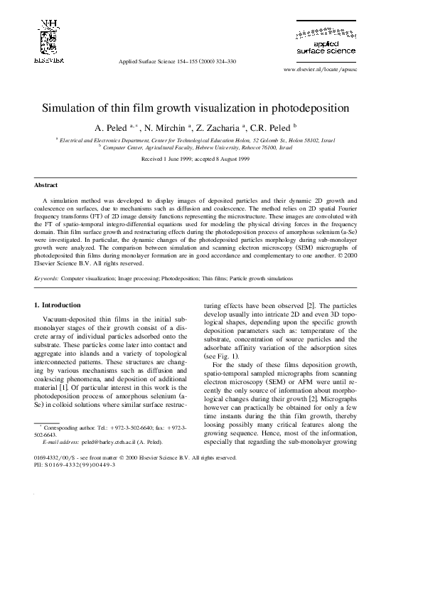 (PDF) Simulation of thin film growth visualization in photodeposition