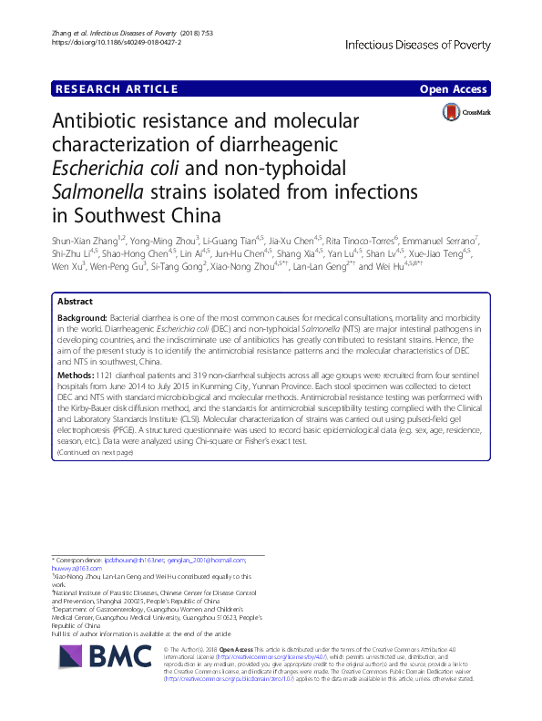 (PDF) Antibiotic resistance and molecular characterization of clinical ...