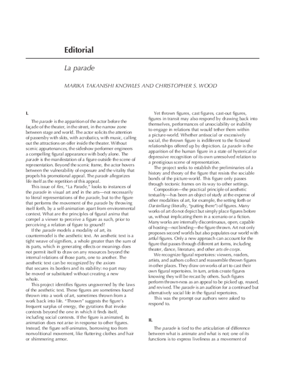 (PDF) La parade: editorial statement (with Marika Knowles)