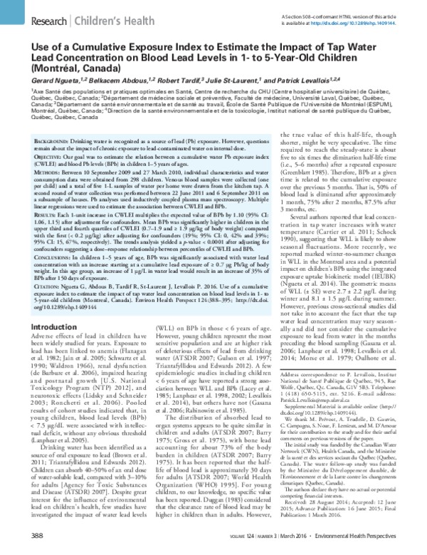 (PDF) Use of a Cumulative Exposure Index to Estimate the Impact of Tap ...