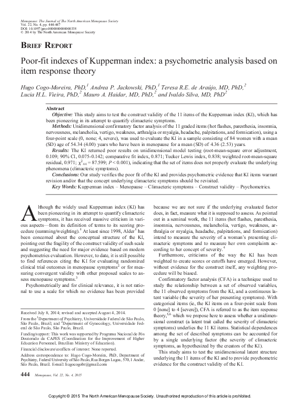 (PDF) Poor-fit indexes of Kupperman index