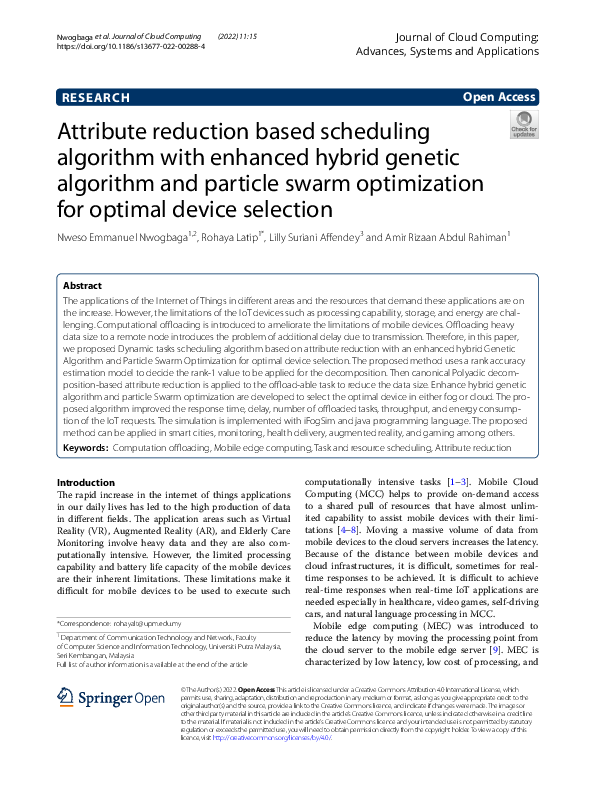 (PDF) Attribute reduction based scheduling algorithm with enhanced hybrid genetic algorithm and ...