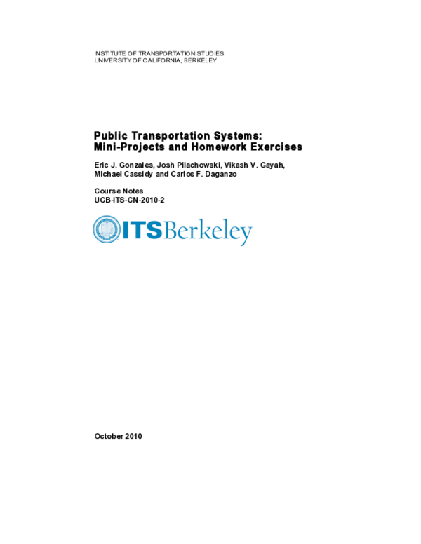 (PDF) Public Transportation Systems: Mini-Projects and Homework Exercises