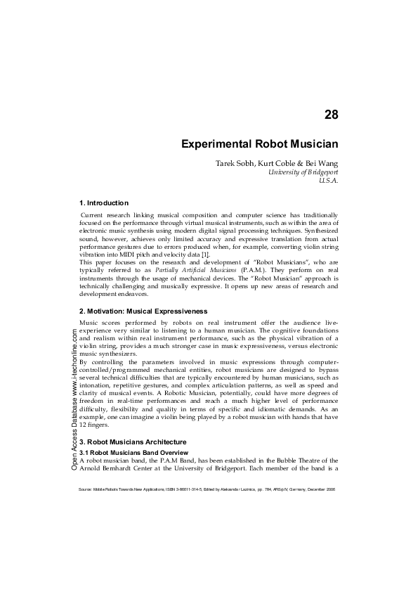 (PDF) 28 Experimental Robot Musician
