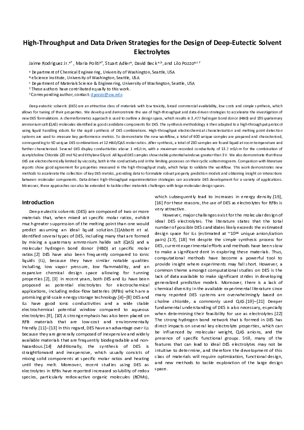 (PDF) High-Throughput and Data Driven Strategies for the Design of Deep ...