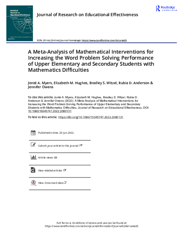 (PDF) A Meta-Analysis of Mathematical Interventions for Increasing the ...