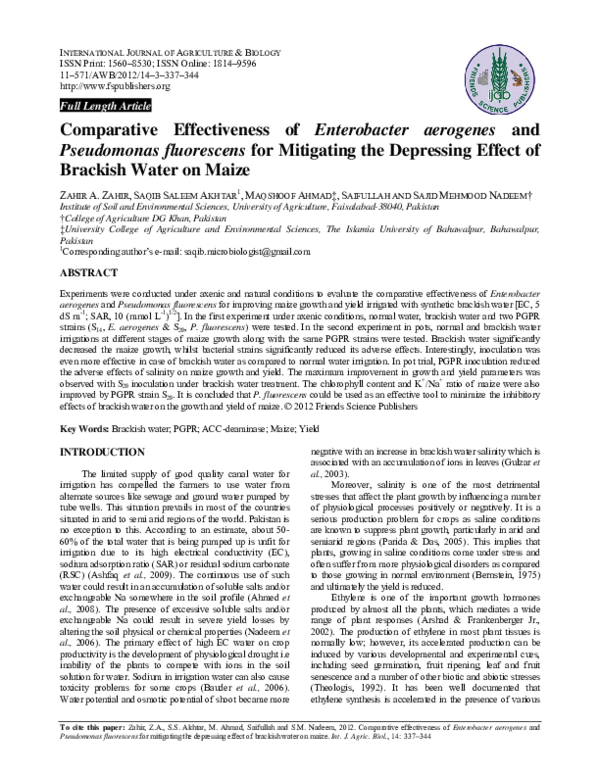 (PDF) Comparative Effectiveness of Enterobacter aerogenes and Pseudomonas fluorescens for ...