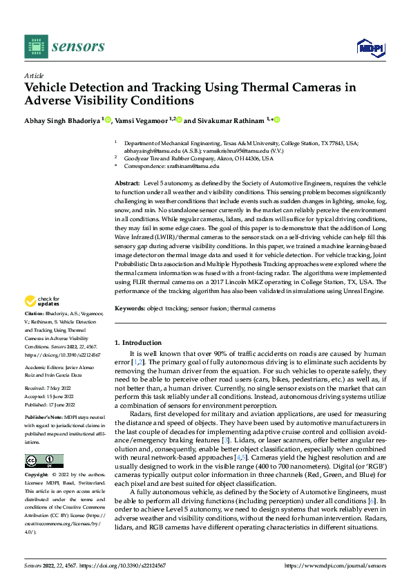 Pdf Vehicle Detection And Tracking Using Thermal Cameras In Adverse