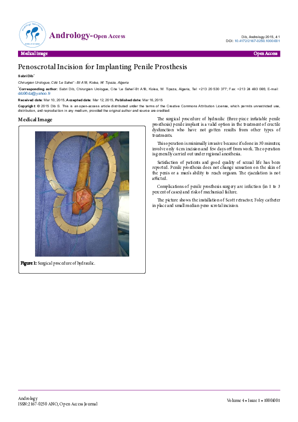 (PDF) Penoscrotal Incision for Implanting Penile Prosthesis