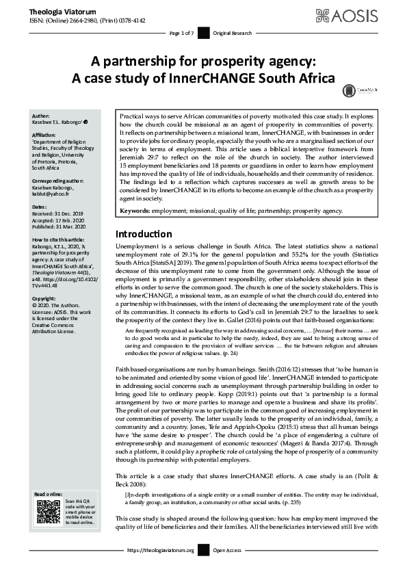 (PDF) A partnership for prosperity agency: A case study of InnerCHANGE ...