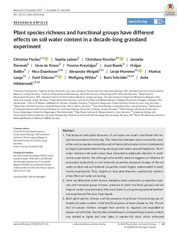 (PDF) Plant species richness and functional groups have different ...