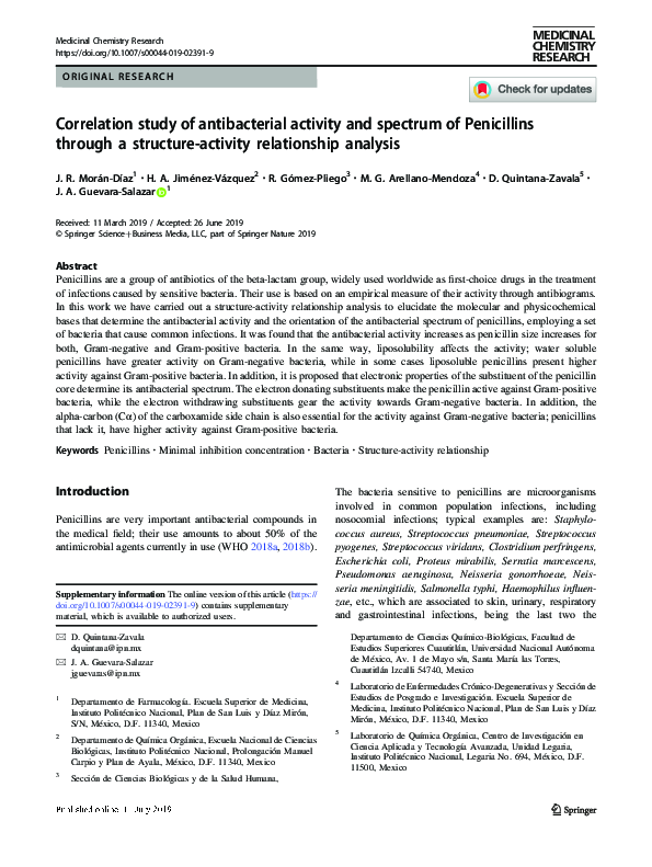 (PDF) Correlation study of antibacterial activity and spectrum of Penicillins through a ...