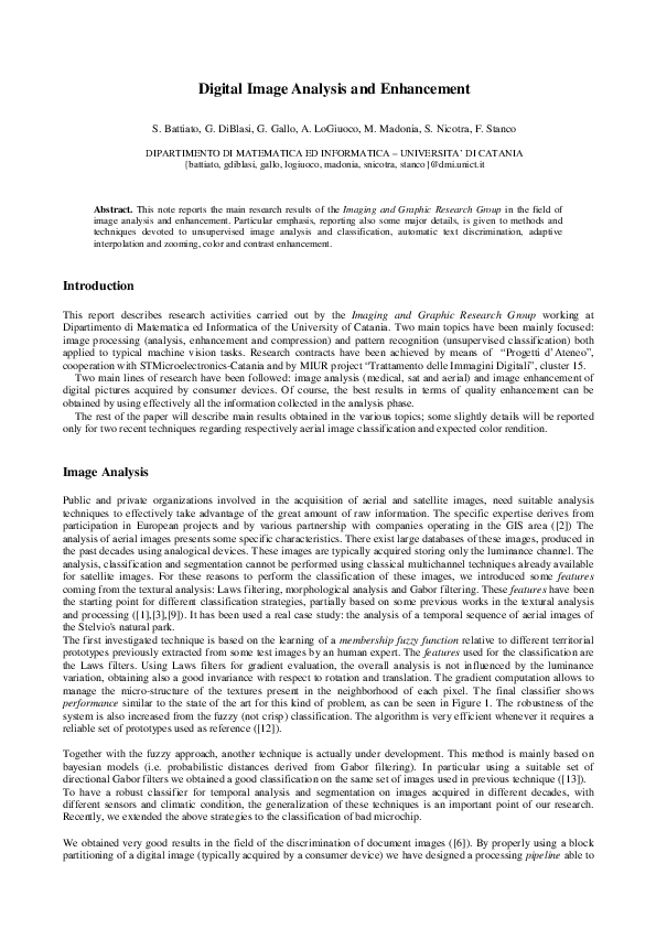 (PDF) Digital Image Analysis and Enhancement