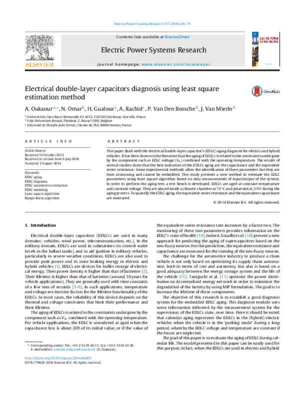 Pdf Electrical Double Layer Capacitors Diagnosis Using Least Square Estimation Method