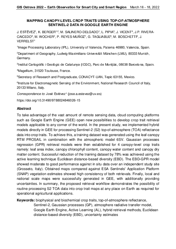 (PDF) Mapping Canopy-Level Crop Traits Using Top-of-Atmosphere Sentinel ...