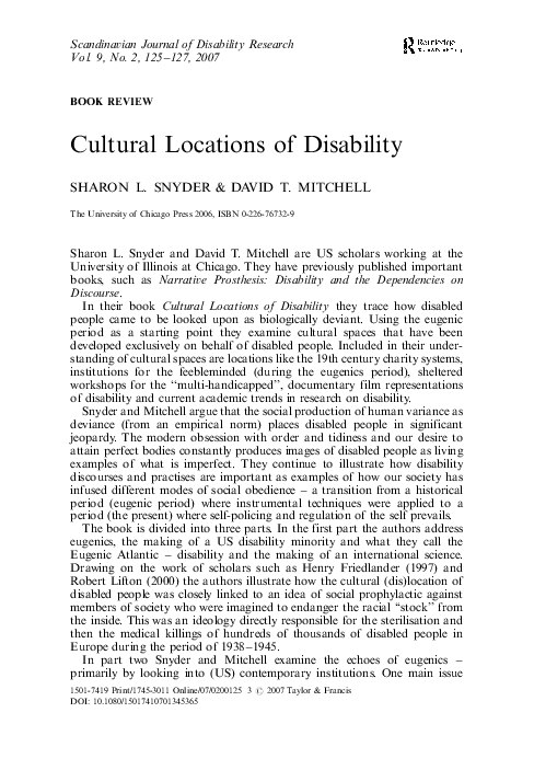 (PDF) Cultural Locations of Disability