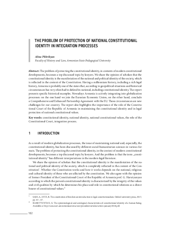 (PDF) The problem of protection of national constitutional identity in ...