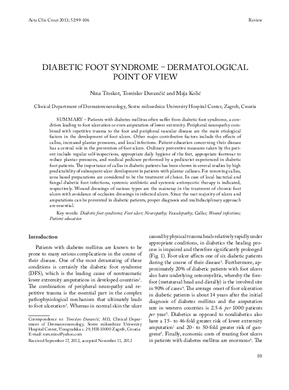 (PDF) Diabetic foot syndrome--dermatological point of view