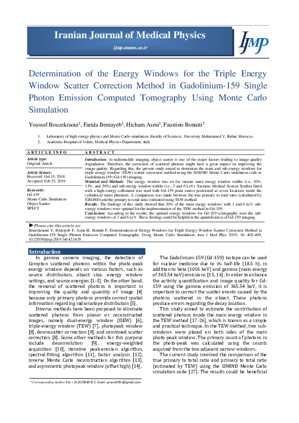(PDF) Determination of the Energy Windows for the Triple Energy Window ...