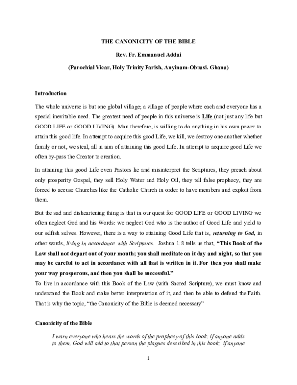 (DOC) THE CANONICITY OF THE BIBLE