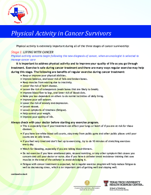 (PDF) Physical activity for cancer survivors