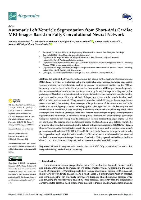 (PDF) Automatic Left Ventricle Segmentation from Short-Axis Cardiac MRI ...
