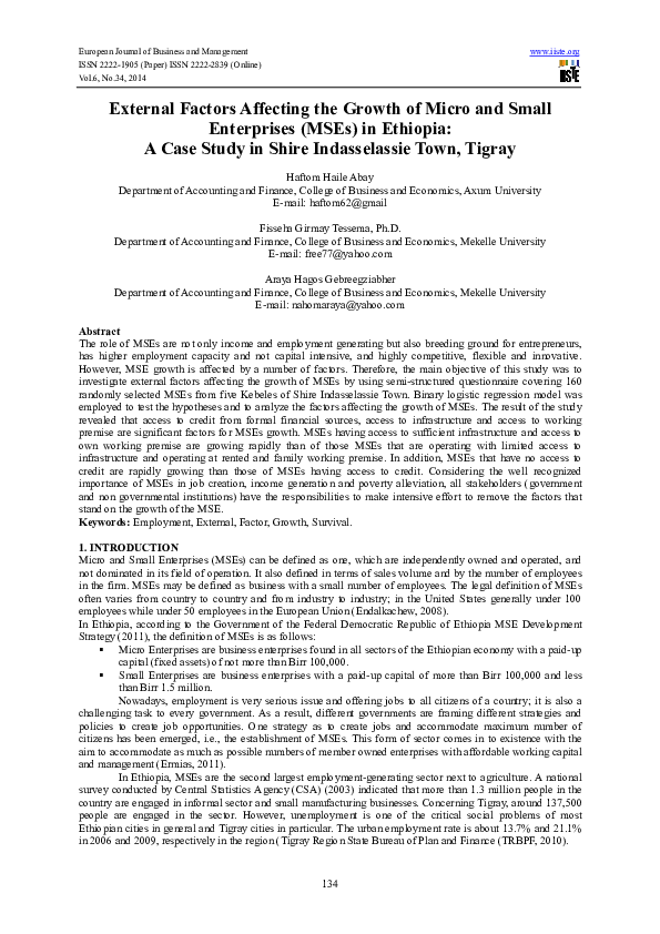 (PDF) External Factors Affecting the Growth of Micro and Small ...