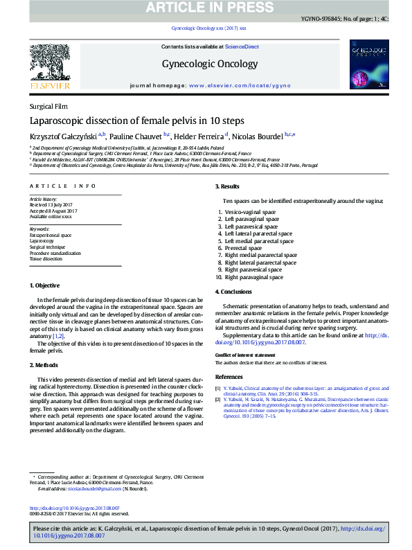 (PDF) Laparoscopic dissection of female pelvis in 10 steps