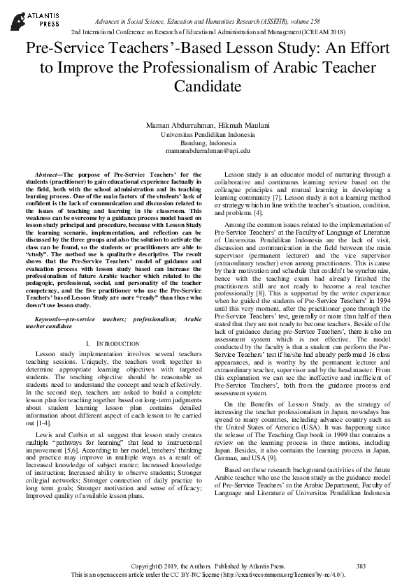 (PDF) Pre-Service Teachers’-Based Lesson Study: An Effort to Improve ...