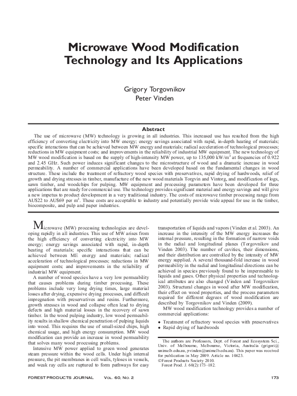 (PDF) Microwave Wood Modification Technology and Its Applications
