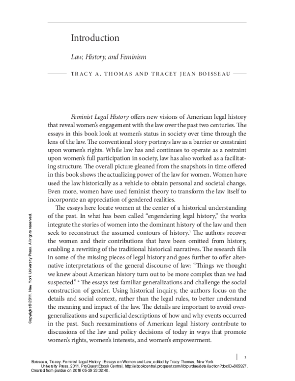 (PDF) Introduction. Law, History, and Feminism