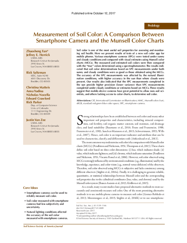 (PDF) Measurement of Soil Color: A Comparison Between Smartphone Camera ...
